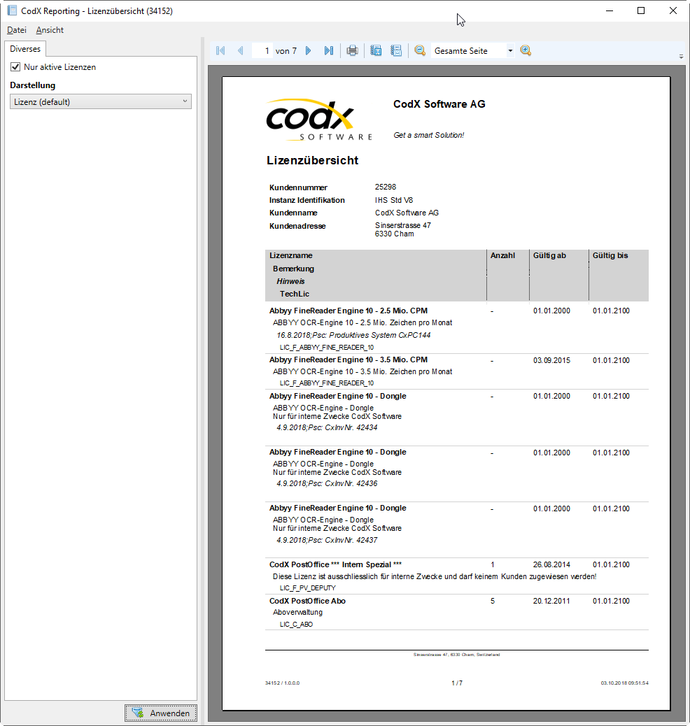 Index Reports CodX PostOffice