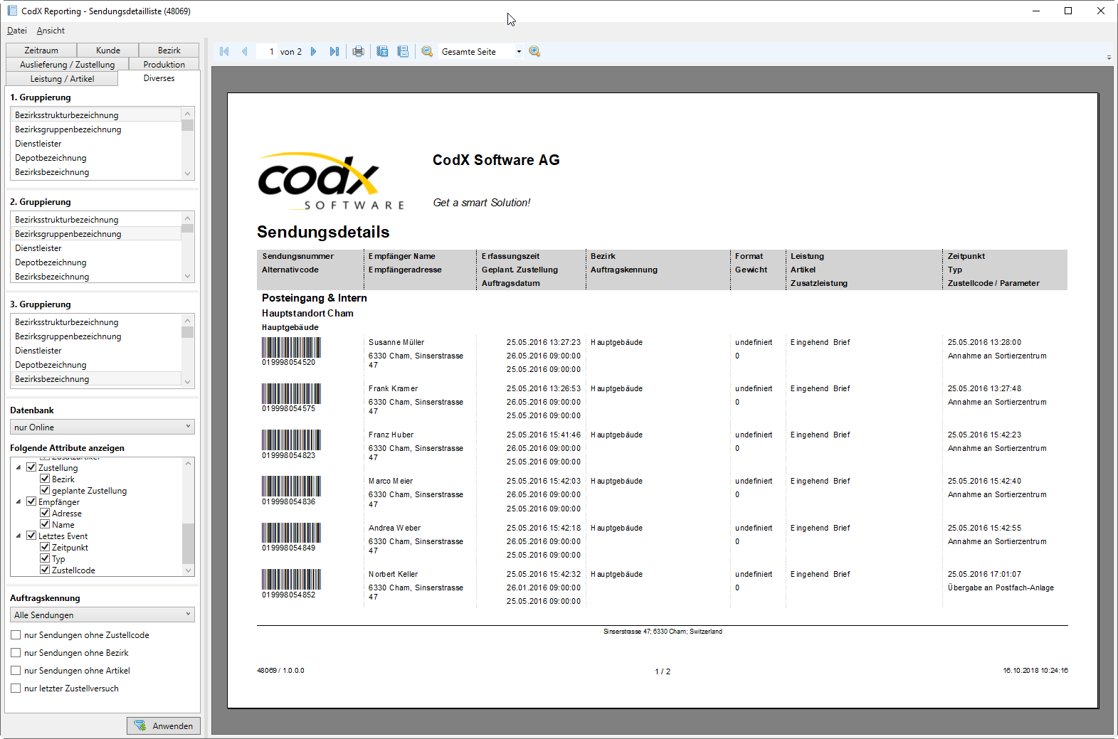 Index Reports CodX PostOffice