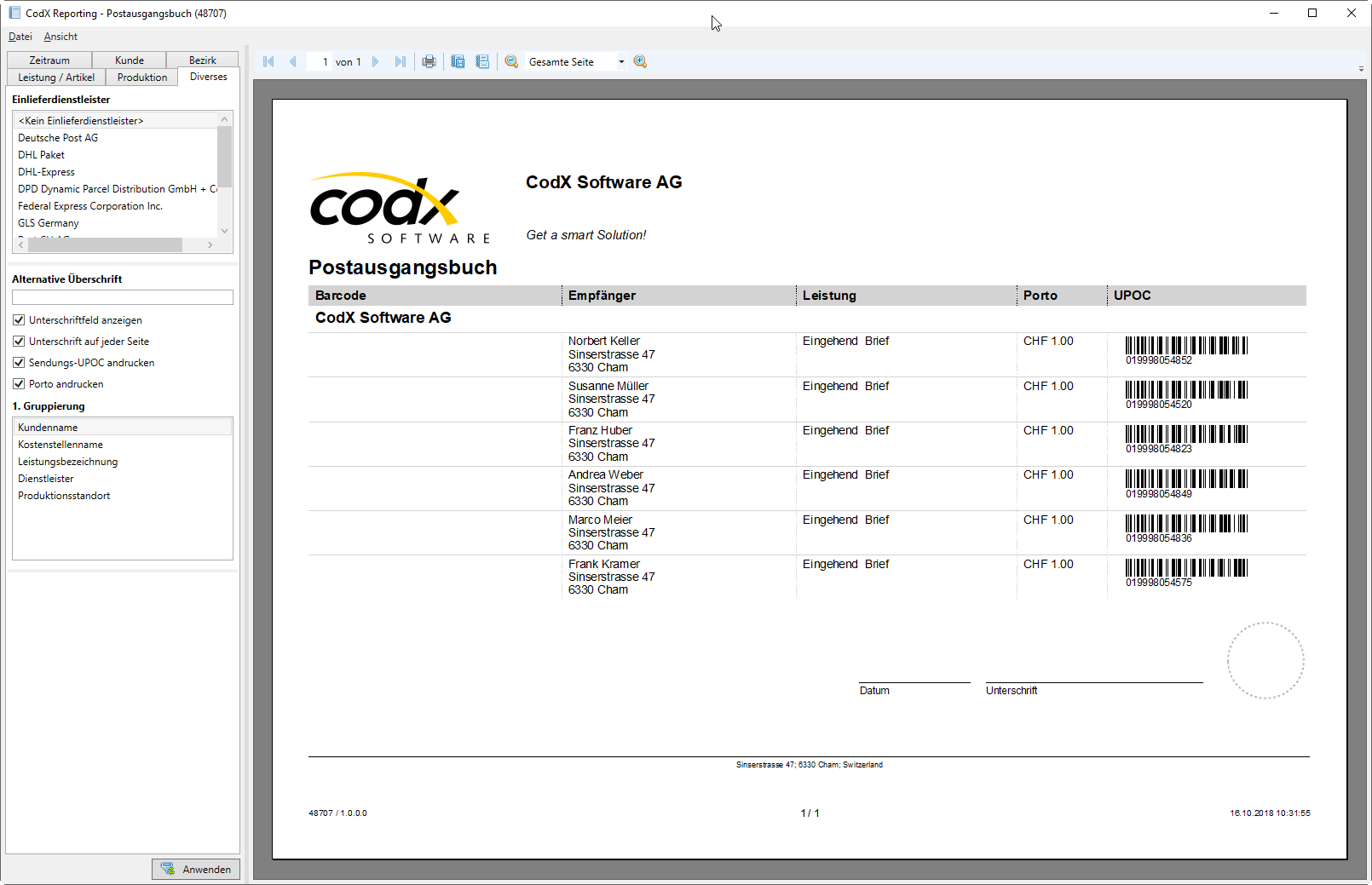 Index Reports CodX PostOffice