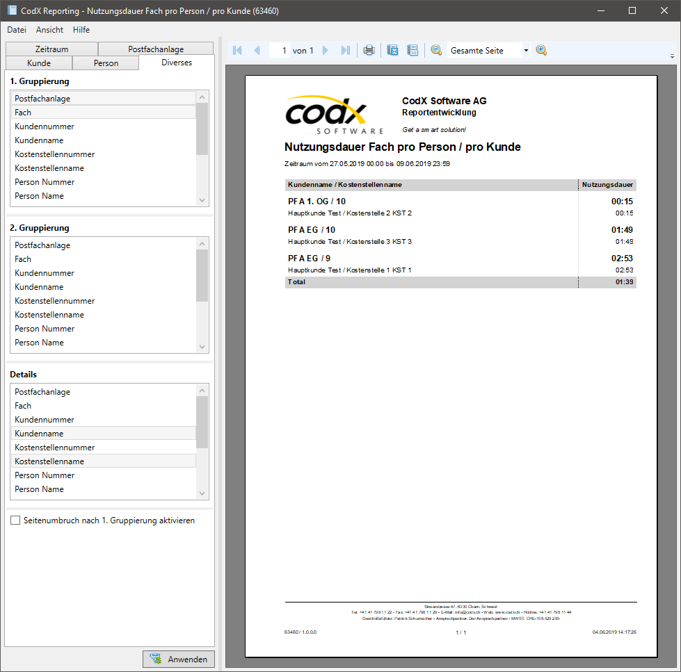 Index Reports CodX PostOffice