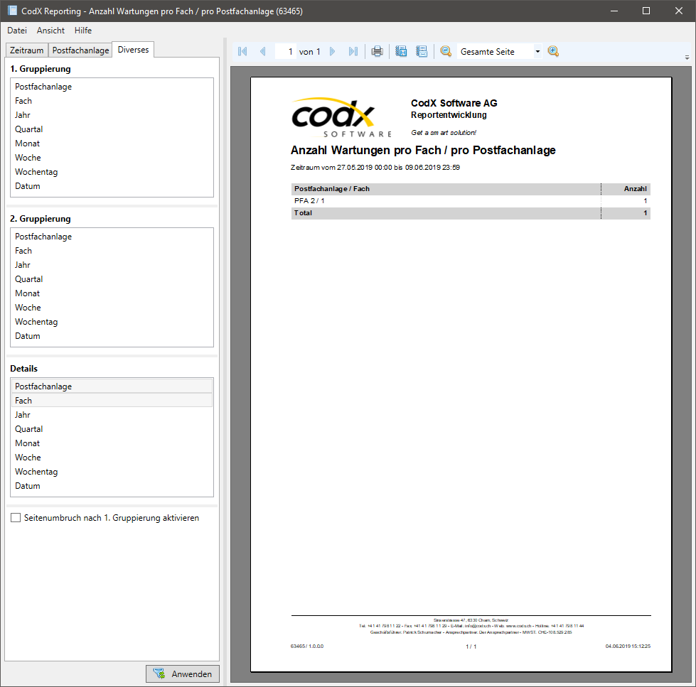 Index Reports CodX PostOffice
