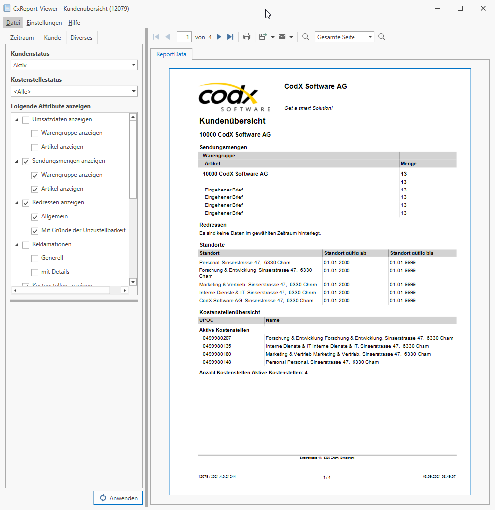 Index Reports CodX PostOffice