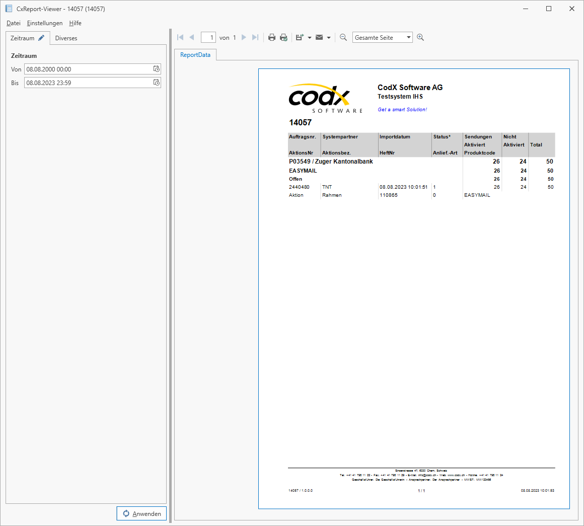 Index Reports CodX PostOffice