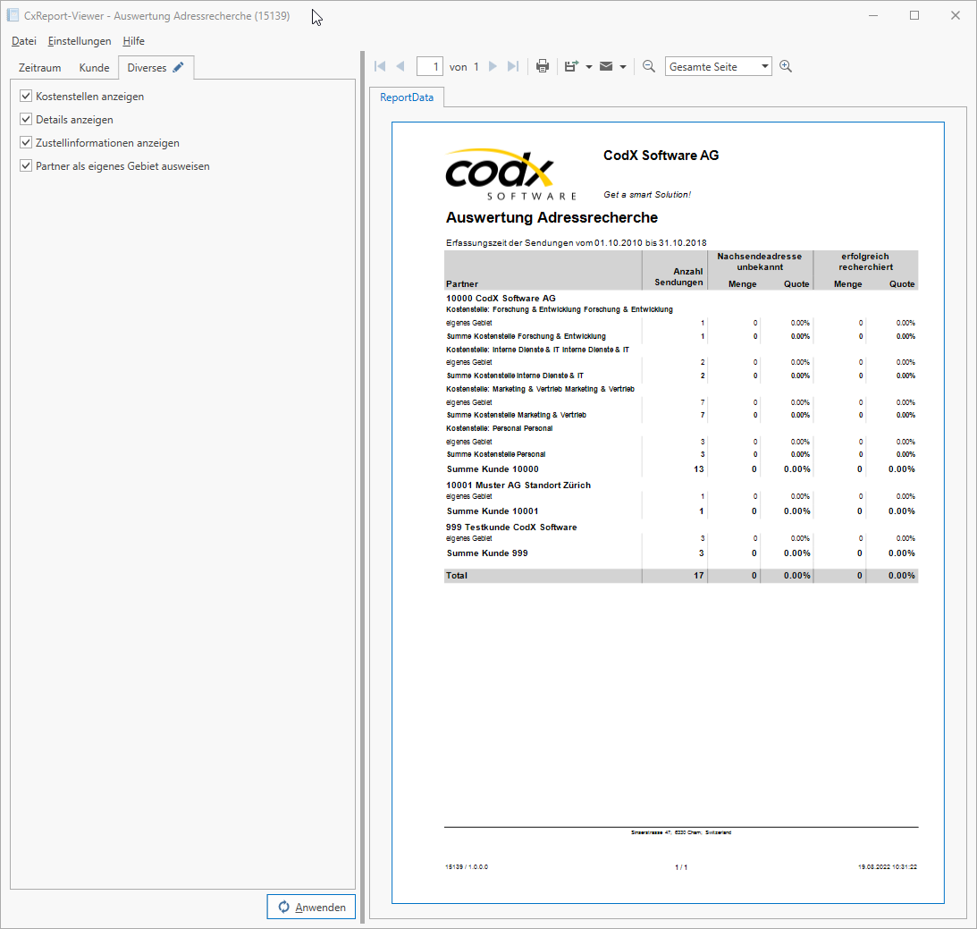 Index Reports CodX PostOffice