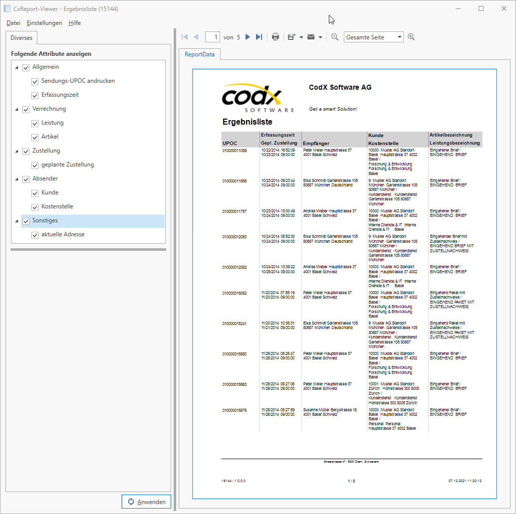 Index Reports CodX PostOffice