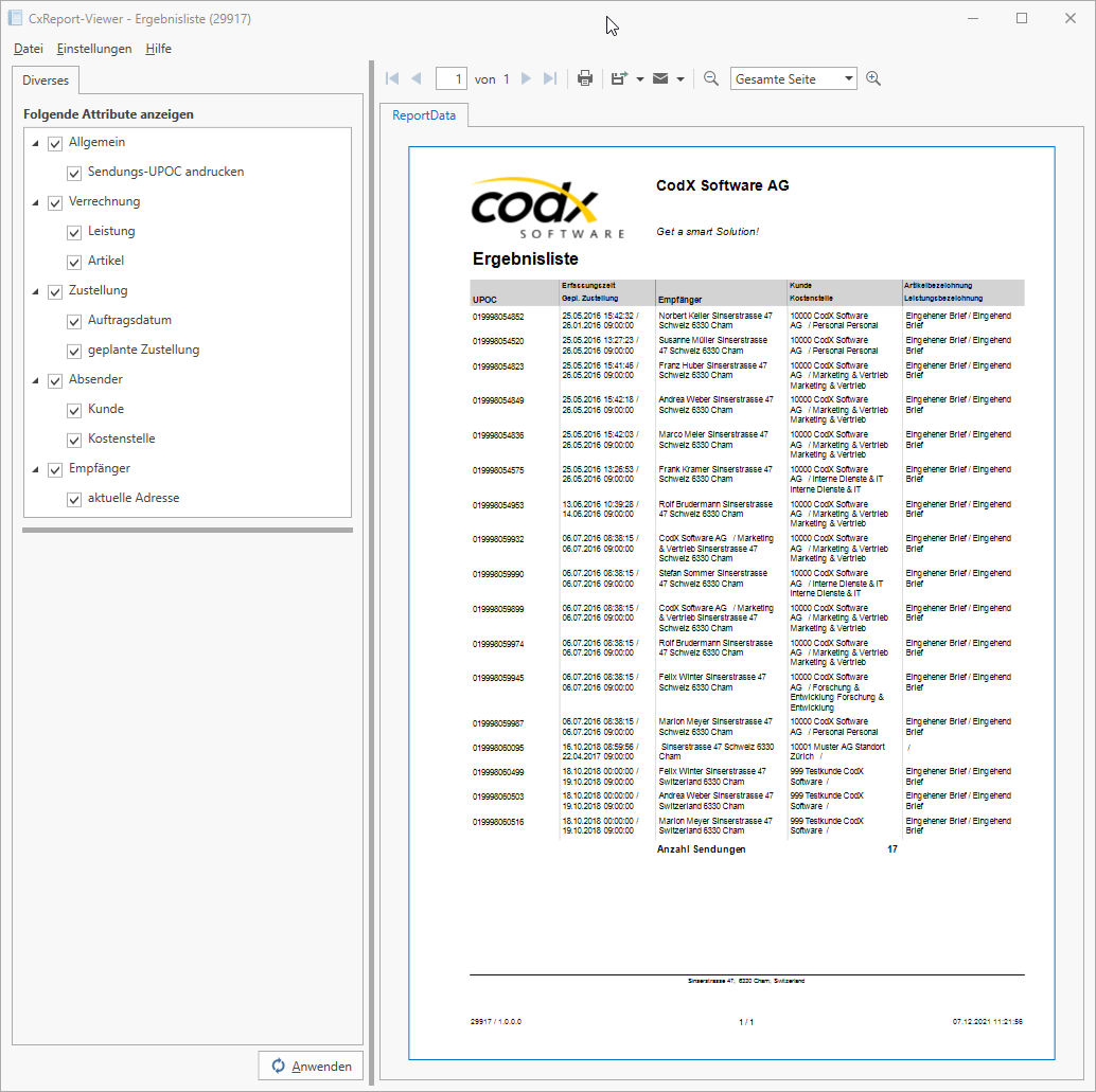 Index Reports CodX PostOffice