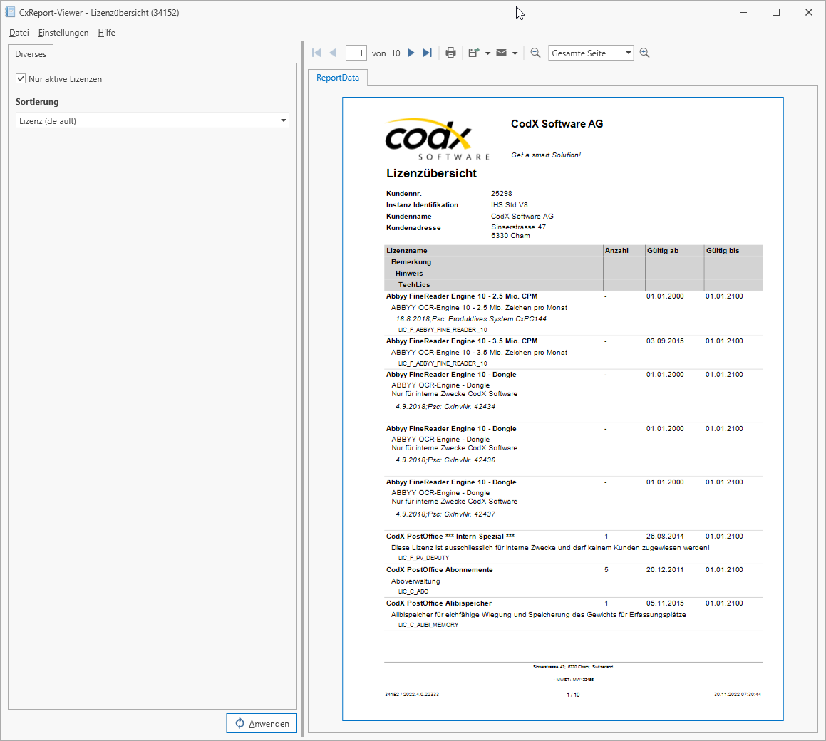 Index Reports CodX PostOffice