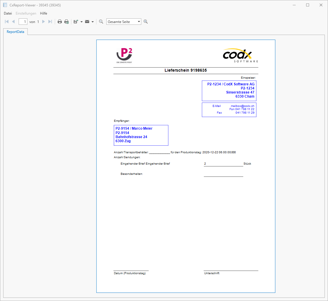 Index Reports CodX PostOffice