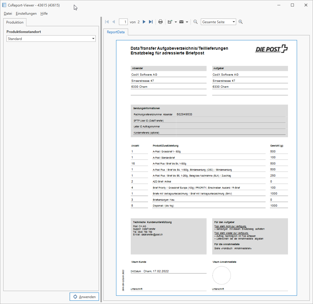 Index Reports CodX PostOffice