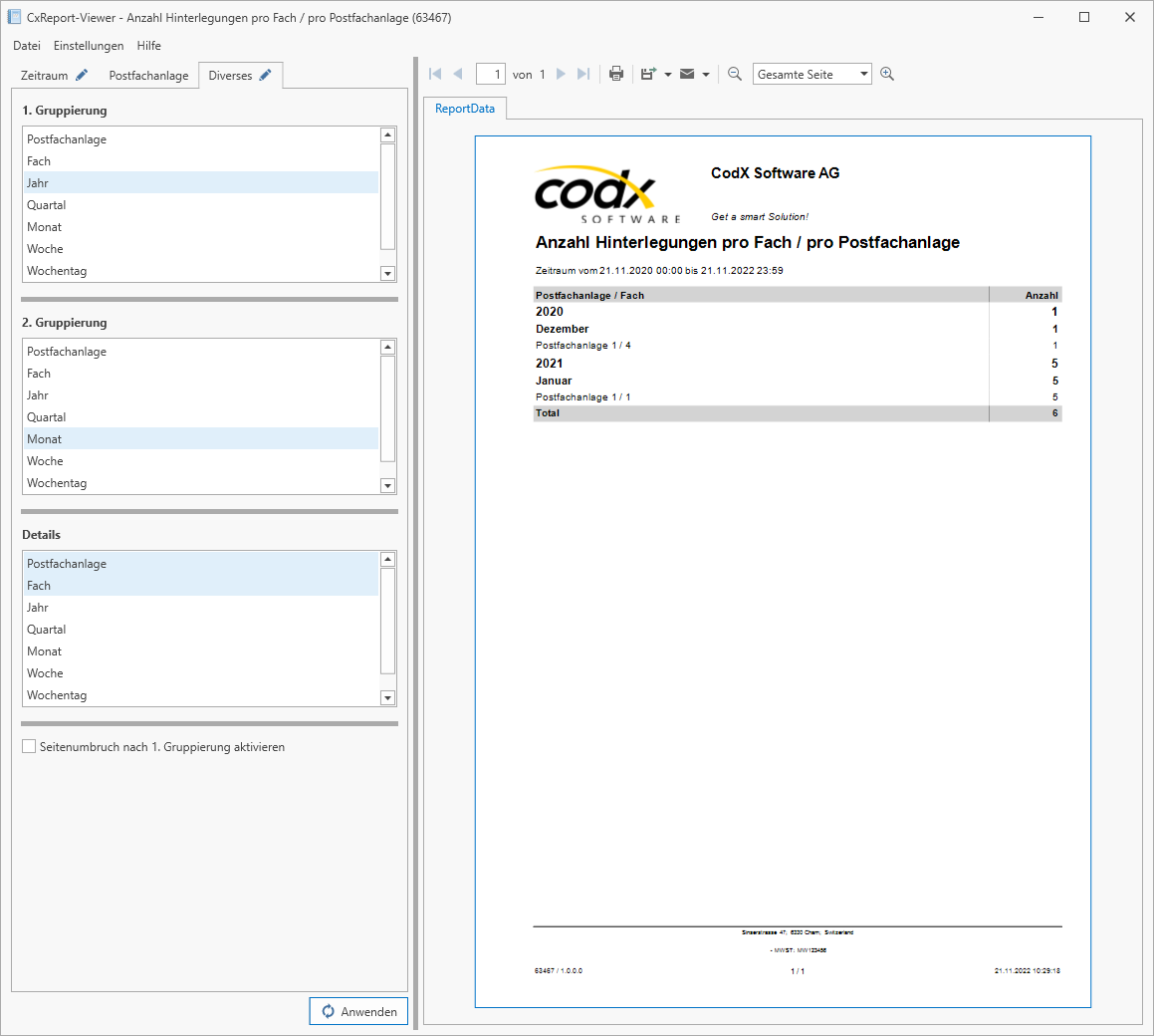 Index Reports CodX PostOffice