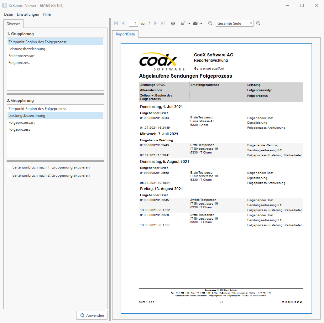 Index Reports CodX PostOffice