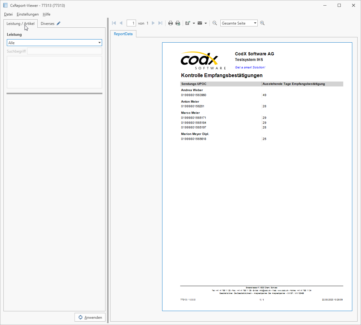 Index Reports CodX PostOffice