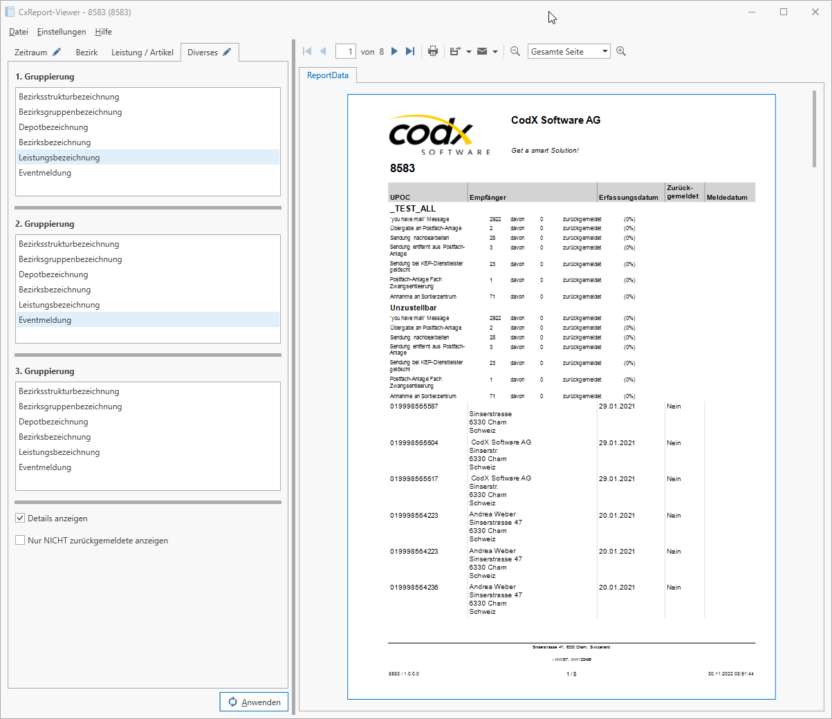 Index Reports CodX PostOffice